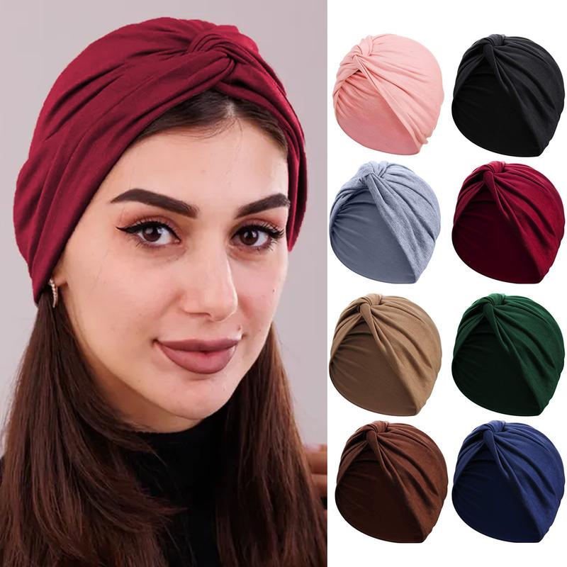 2025 new stretch cloth forehead cross twist hat women's adult hat ...
