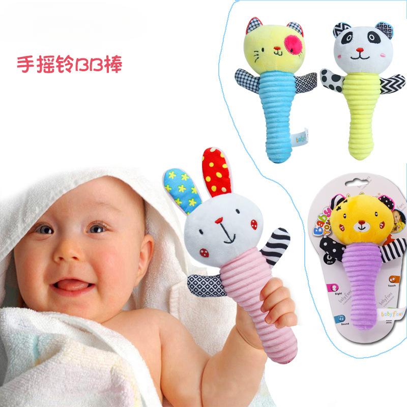 Baby newborn hand rattle 0-1 year old soothing educational plush ...
