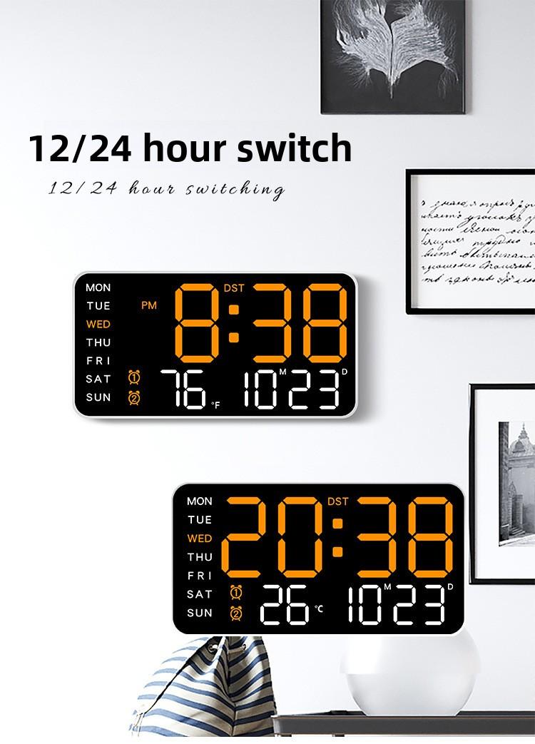 Large LED Display Digital Wall Clock with Voice Control Dual Alarms ...