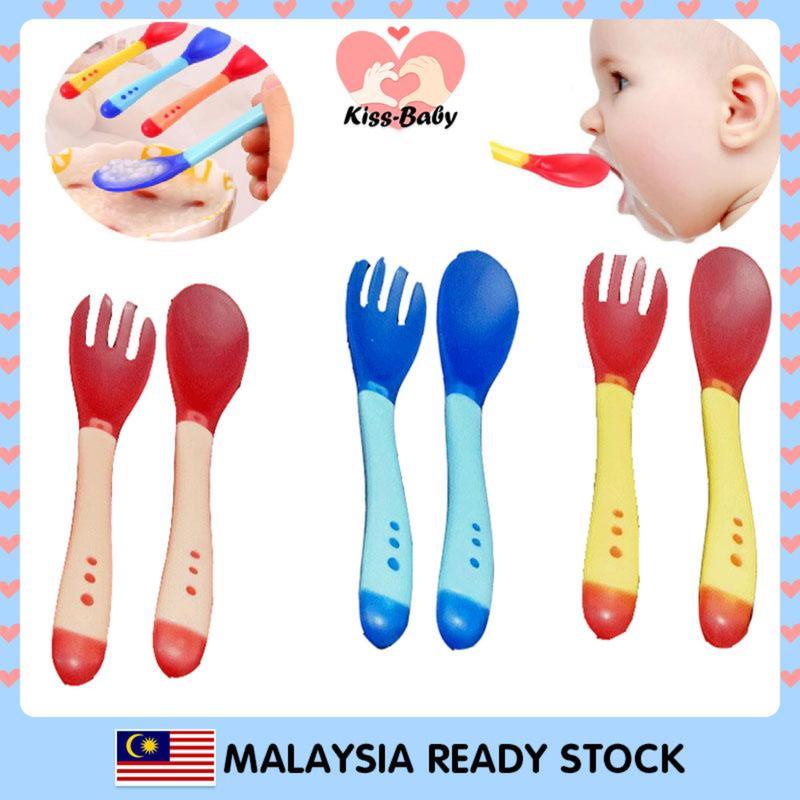 Baby Temperature Sensing Spoon Fork For Newborn Children Safety ...