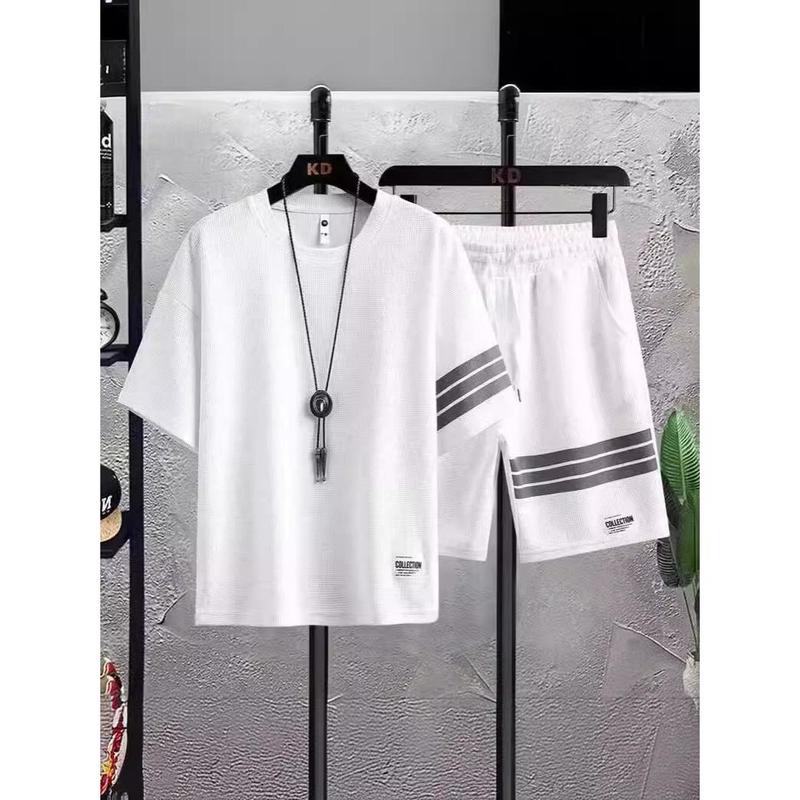 Waffle Suit Ice Silk Short Sleeve Men's T-shirt Trendy Loose - TikTok ...