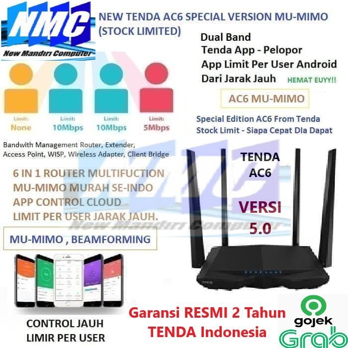 TENDA AC6 - AC1200 Smart Dual-Band WiFI Router - Shop | Tokopedia