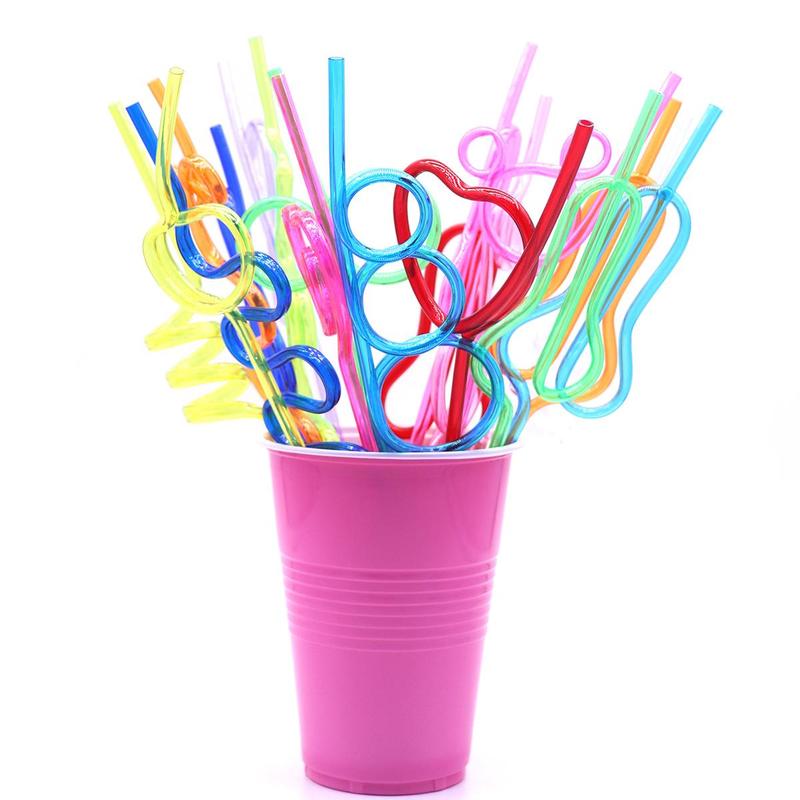 12 Reusable Colored Straws Creative Bar Straws Twisted Fun Colored ...