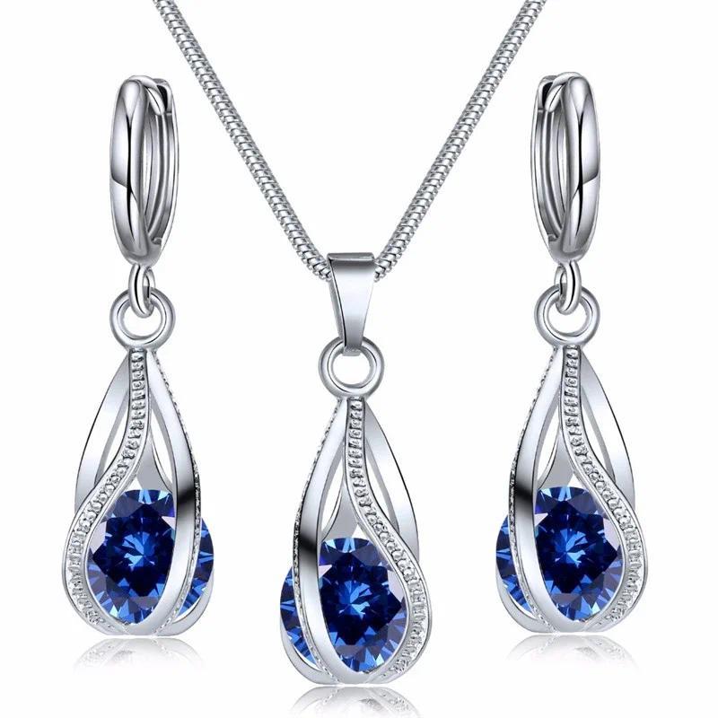 Fashion Silver Color Faux Crystal Necklace Earrings Jewelry - TikTok ...