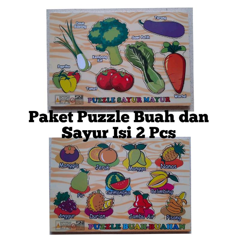 Paket Puzzle Sayur Mayur dan Buah Buahan isi 2 Pcs -Mainan Edukasi ...