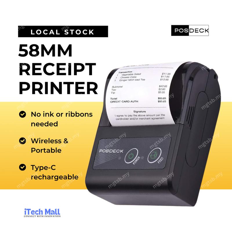 POSDECK Bluetooth Receipt Printer Thermal Mesin Resit 58mm - TikTok ...