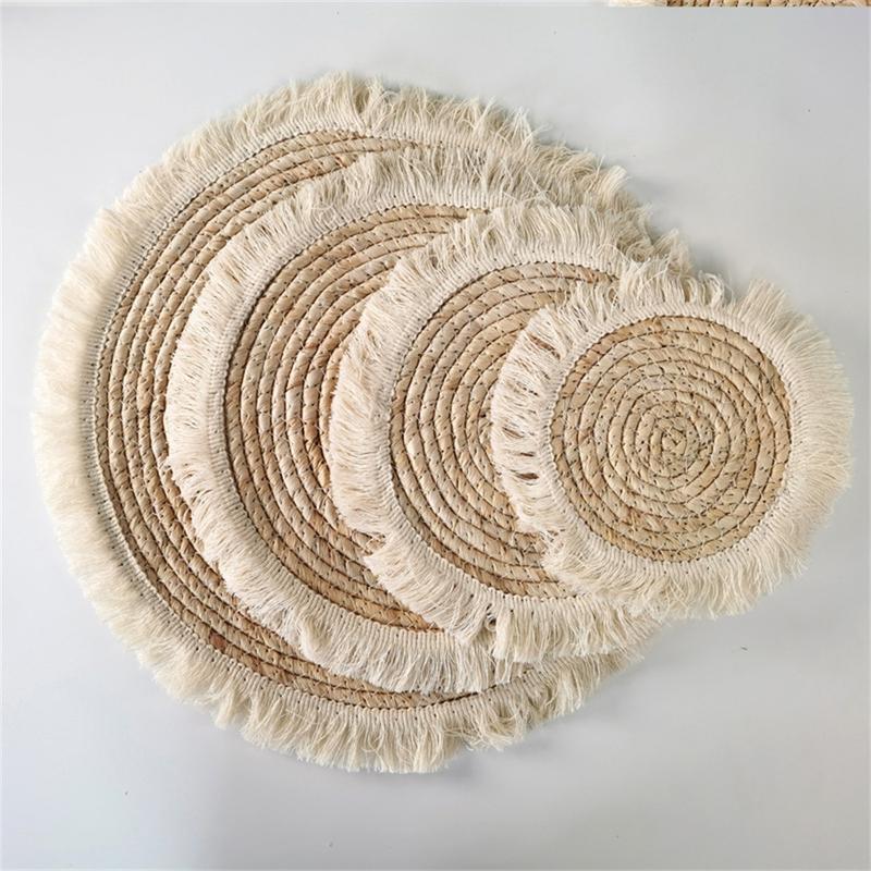 Modern Simple Straw Placemat Hand-woven Mat Tassel Edge Thic - TikTok ...