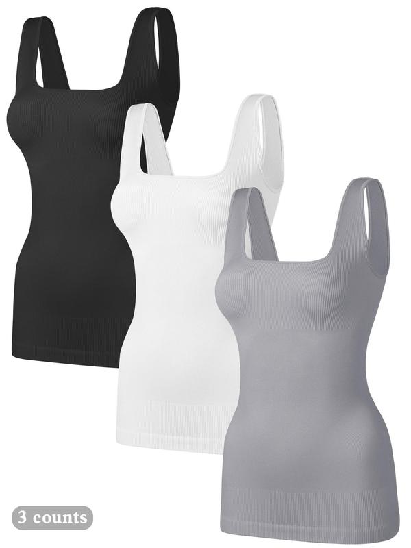 Women's Tummy Control Shapewear Tank Tops, Slim Fit Square Neck ...