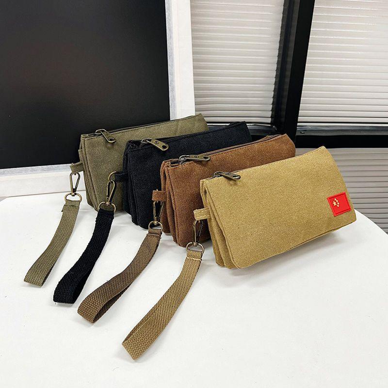 2025 new canvas hand-held coin purse men's long three-layer zipper ...