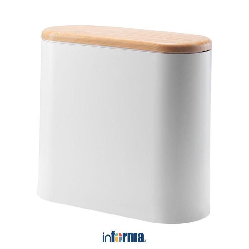 Informa 10 Ltr Tempat Sampah Slim Push Dengan Tutup Wooden - - Shop ...