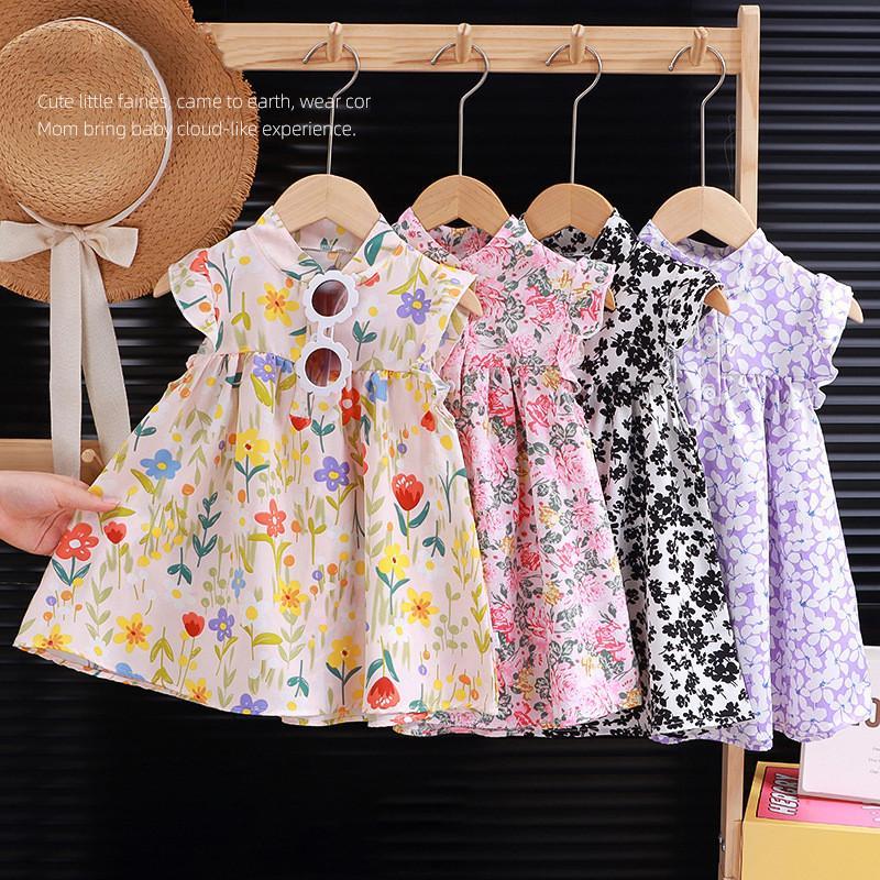 Gaun Bunga Comel, untuk Bayi Perempuan, Gaun Tanpa Lengan, Sesuai ...