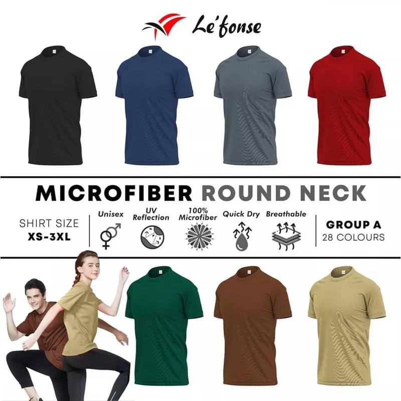 Lefonse 160gsm Dry fit Microfiber Round Neck Plain Tee Unise - TikTok Shop Malaysia