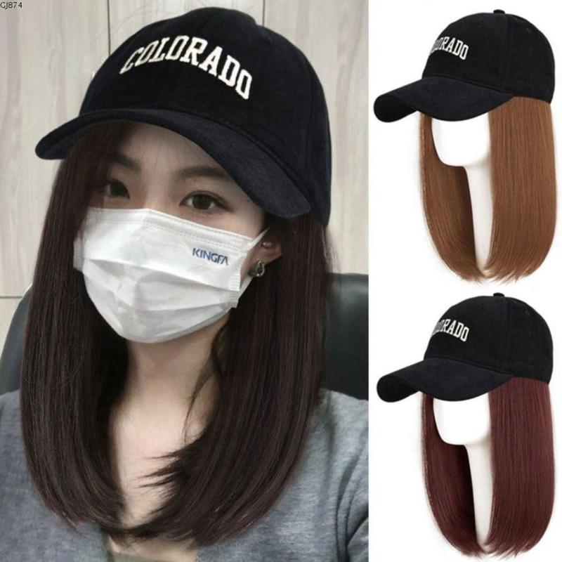 Rambut Palsu Topi Besbol Hitam, Aksesori Rambut Comel, Sambungan ...