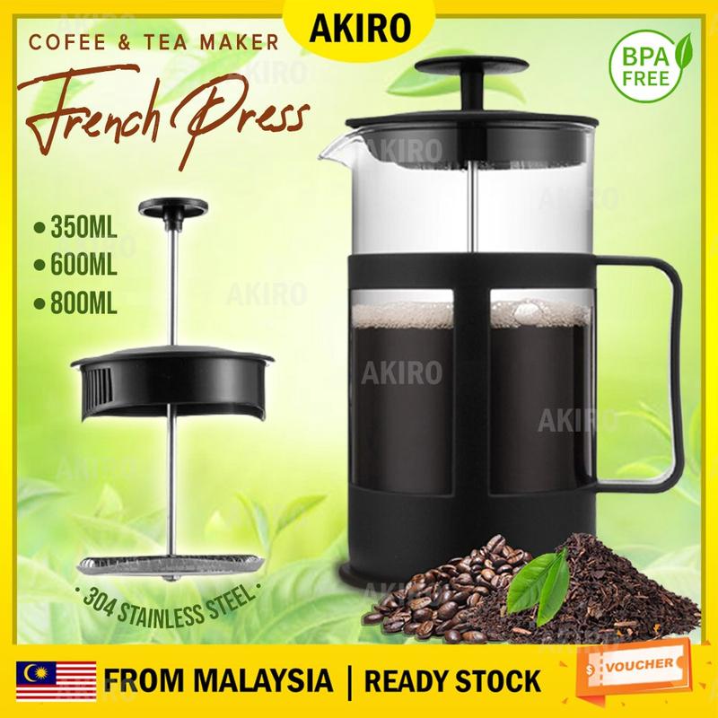 AKIRO HOME Malaysia 350/600/800mL French Press Coffee Maker 304 ...