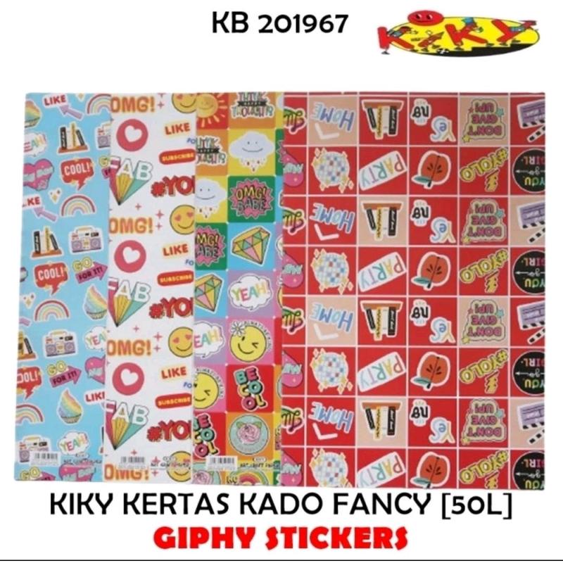 50LEMBAR KERTAS KADO BAHAN TEBAL MOTIF FANCY DAN BATIK MEREK KIKY ...