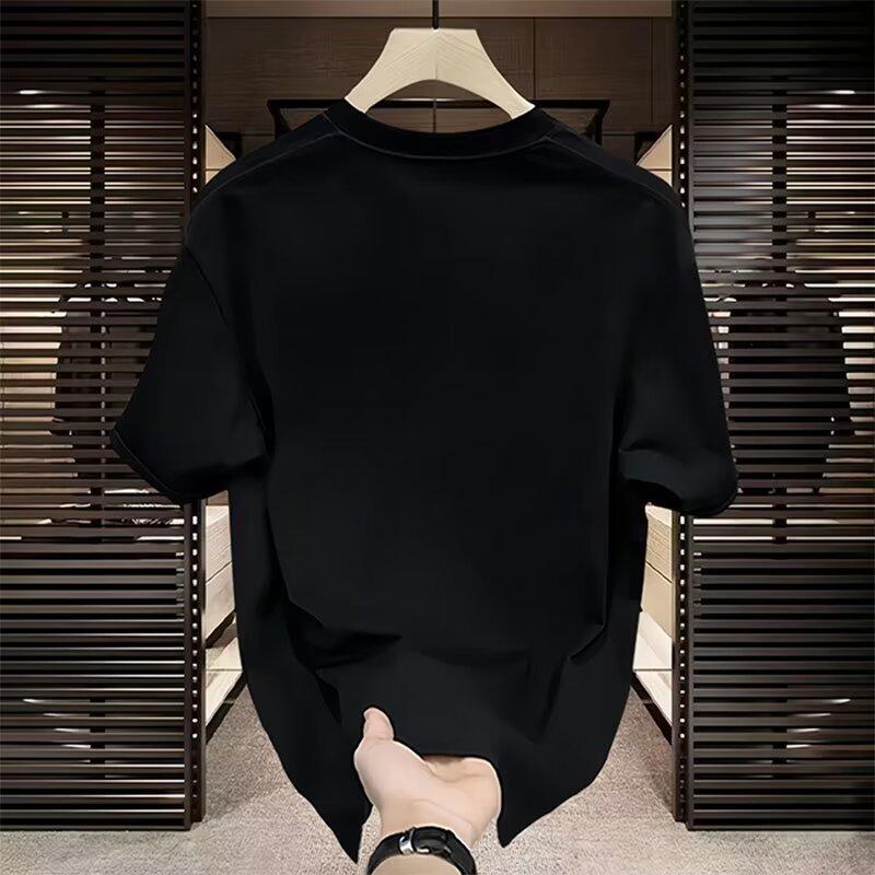 Kemeja-T Fesyen, Lengan Pendek, untuk Leher Lelaki, Baju Mangga ...