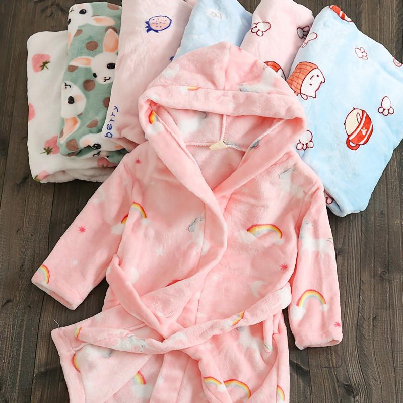 Long Sleeve Hooded Children's Bathrobe Cartoon Print Kids Robe - TikTok ...