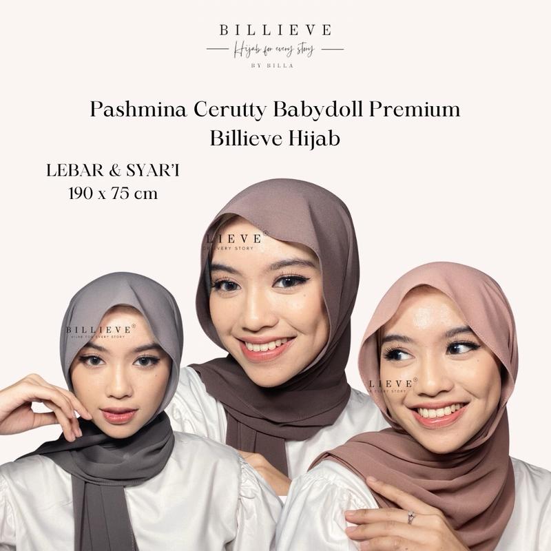 Pashmina Cerutty Babydoll Billieve LEBAR SYAR’I Muslim Kerudung - Shop | Tokopedia