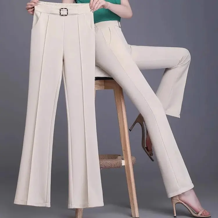 Seluar Bootcut, untuk Wanita, Seluar Berpotongan, Slim Fit, Pinggang ...