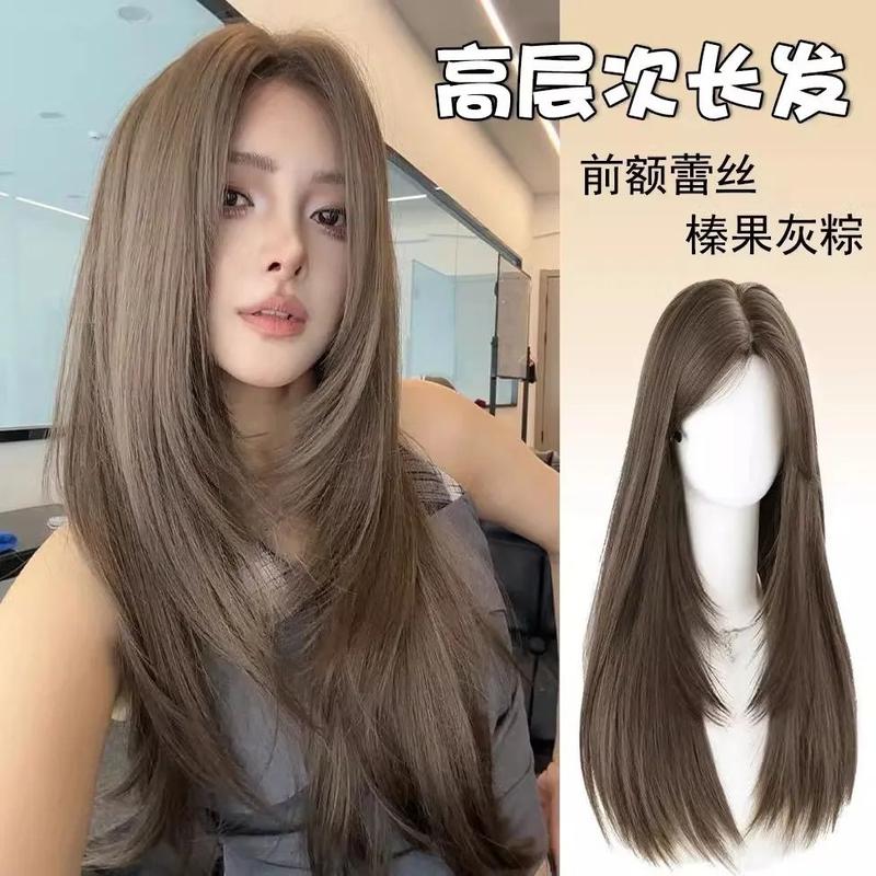Rambut Palsu Penuh Kepala, Renda Dahi, Rambut Lurus Tahap Tinggi ...