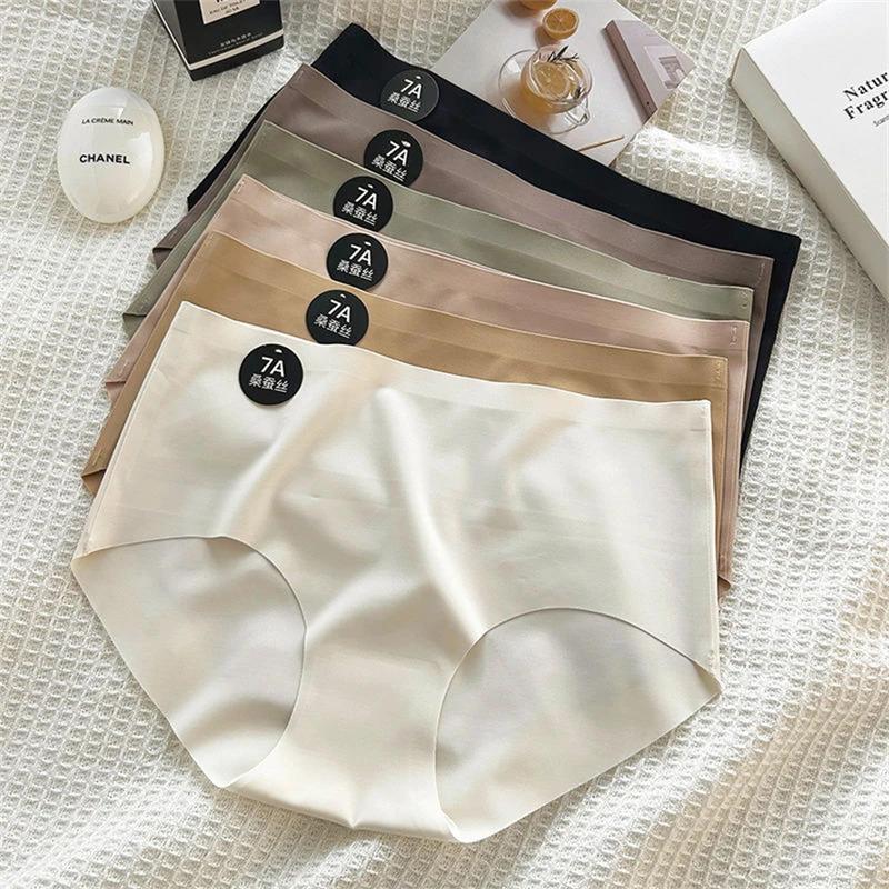 4PCS/Set Women Panties Slip Silk Seamless Briefs For Women Female ...