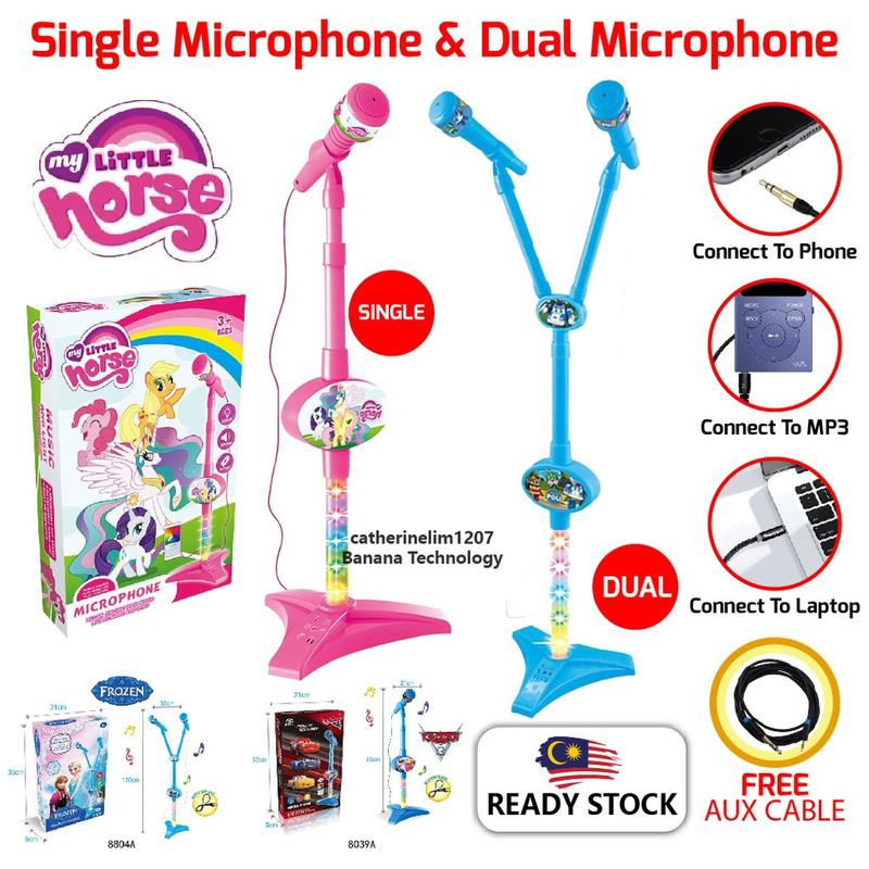 LED Kid Single Microphone Standing Microphone Toys Pretend Play ...