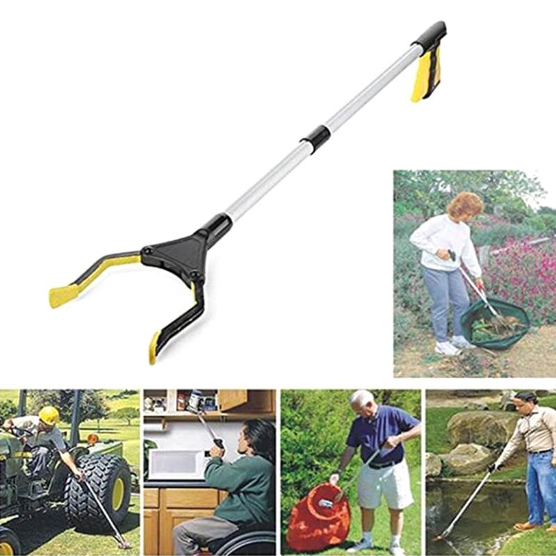Foldable Long Trash Clamps Grab Pick Up Tool Curved Handle Garbage ...