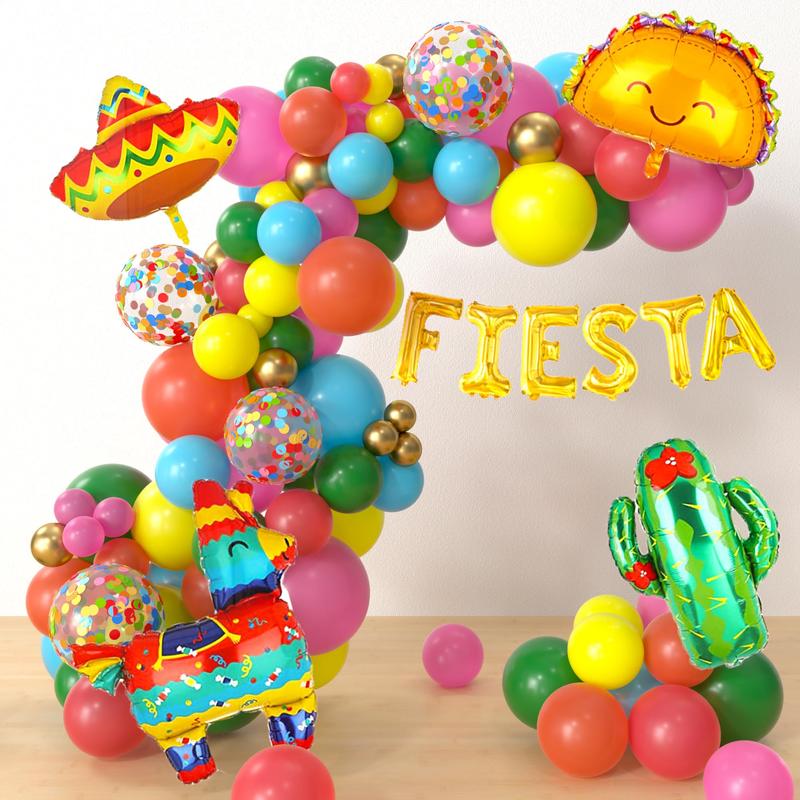 Hyowch Fiesta Party Decorations 130 Balloon Arch Kit For Cactus Mexican ...