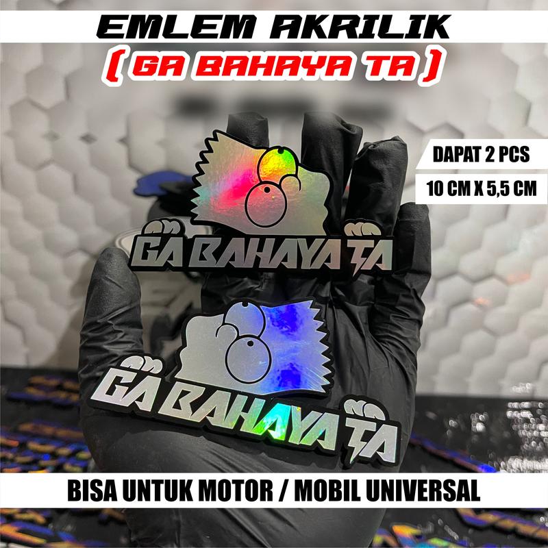 ( DAPAT 2 PCS ) EMBLEM GA BAHAYA TA MOTOR MOBIL AKRILIK TEBA - Shop ...