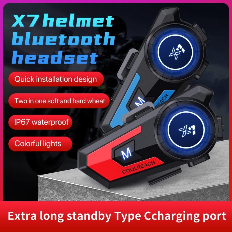 New X7 Motorcycle Bluetooth Headset with Breathing Light BT 5.0 Headset ...