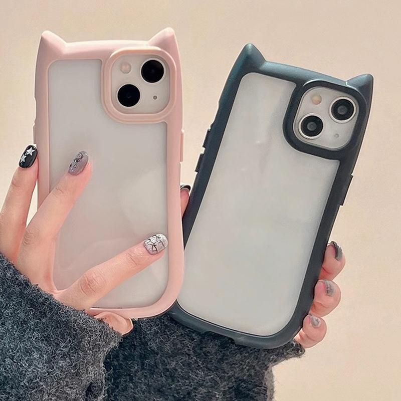Luxury Simplicity Transparent Stereoscopic Cat Ears Phone Case - TikTok ...