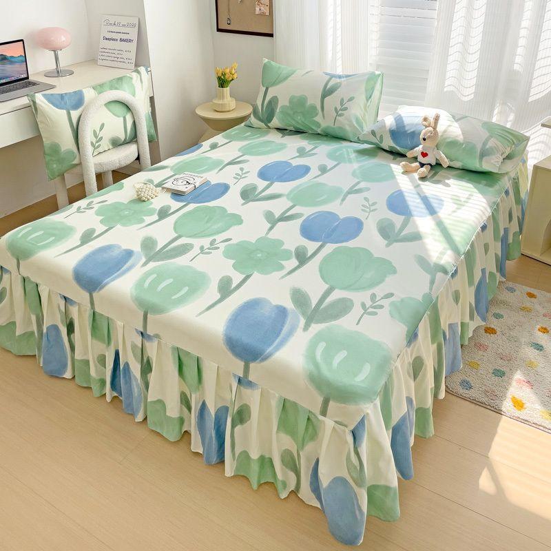 Cartoon Style Fresh Bed Skirt Single Piece Household Bed Cover, Bed ...
