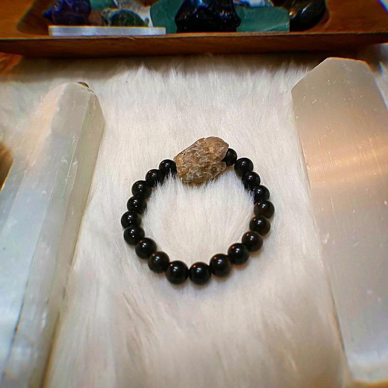 Natural Obsidian with Labradorite Bracelet for Divine Protection ...