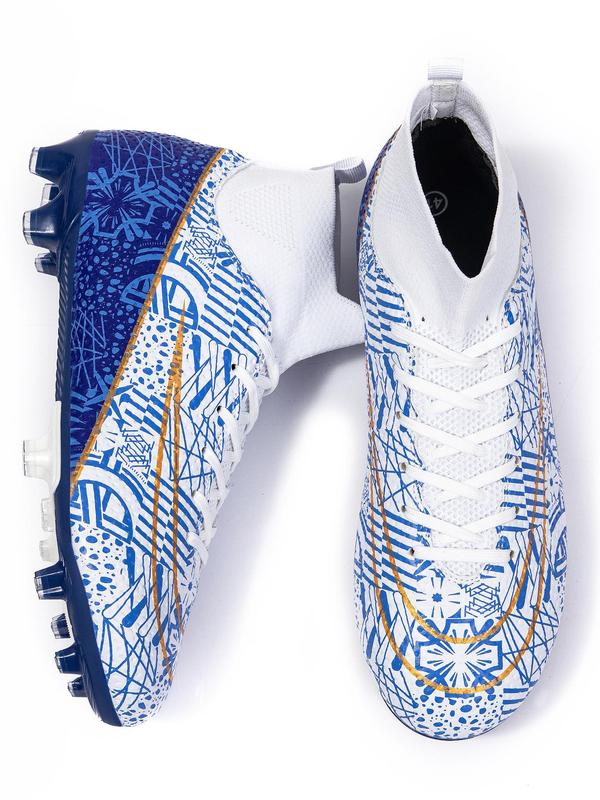 Men's Colorblock High Top Football Shoes, Breathable Comfortable ...