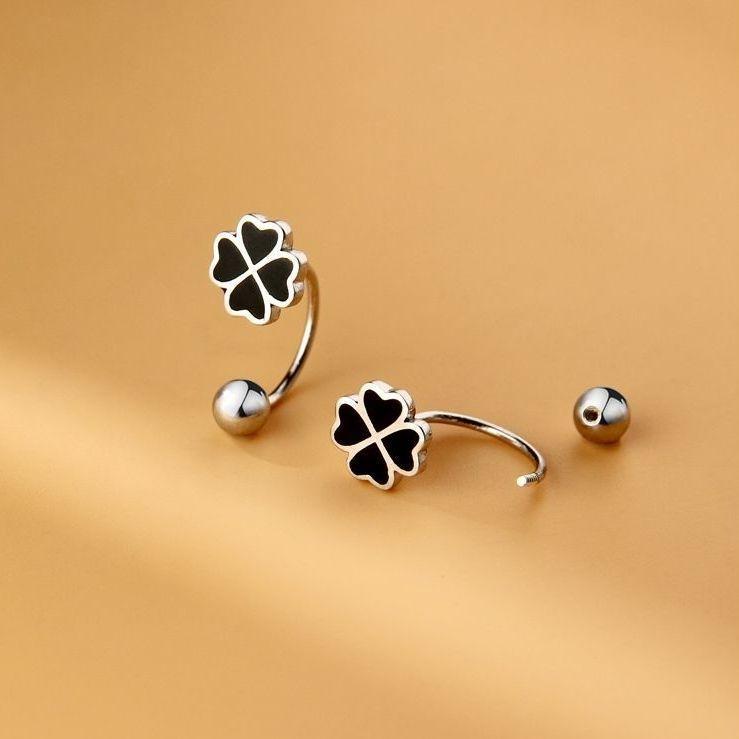 Anting-anting Semanggi Empat Daun, Perak S925 Sterling, Skru Baharu ...