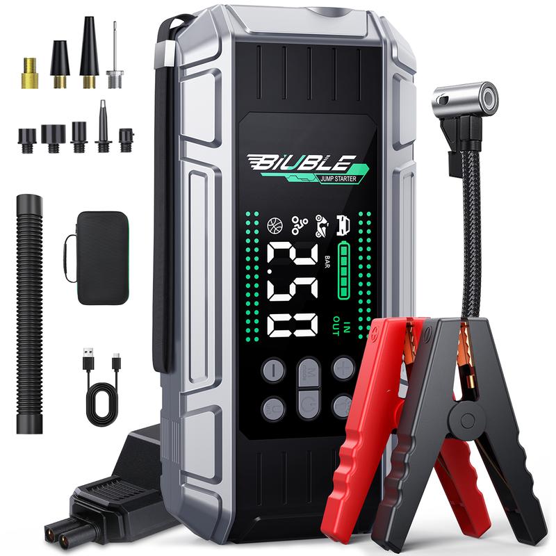BIUBLE 10000A (All Gas, 12L Diesel) Portable Car Jump Starter with Air ...