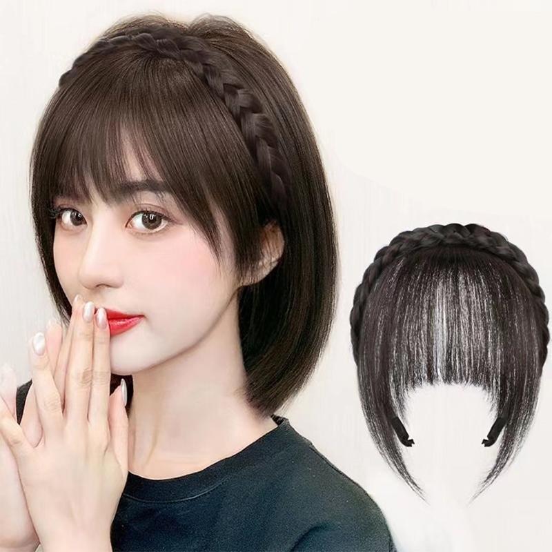 Ikat Kepala Rambut Palsu, dengan Poni Udara, Alamiah dan Tidak Nampak ...