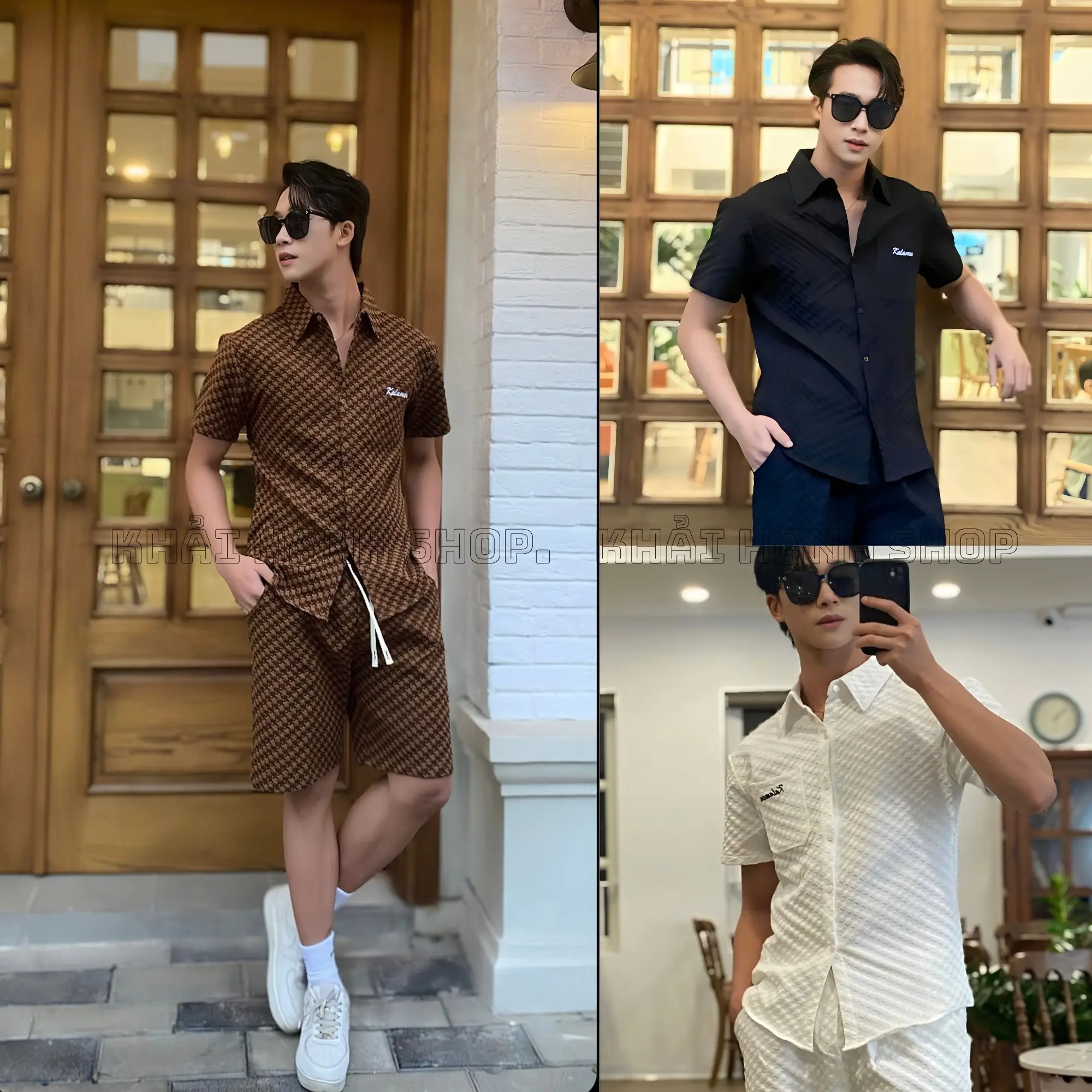 Sét bộ (áo sơ mi + quần short) DOKITO from rộng chất liệu kaki xốp tay ...
