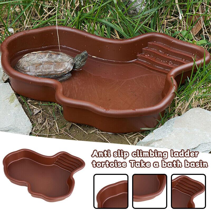 Reptile Bathing Pool Water Bowl With Ramp Basking Platform Aquarium ...