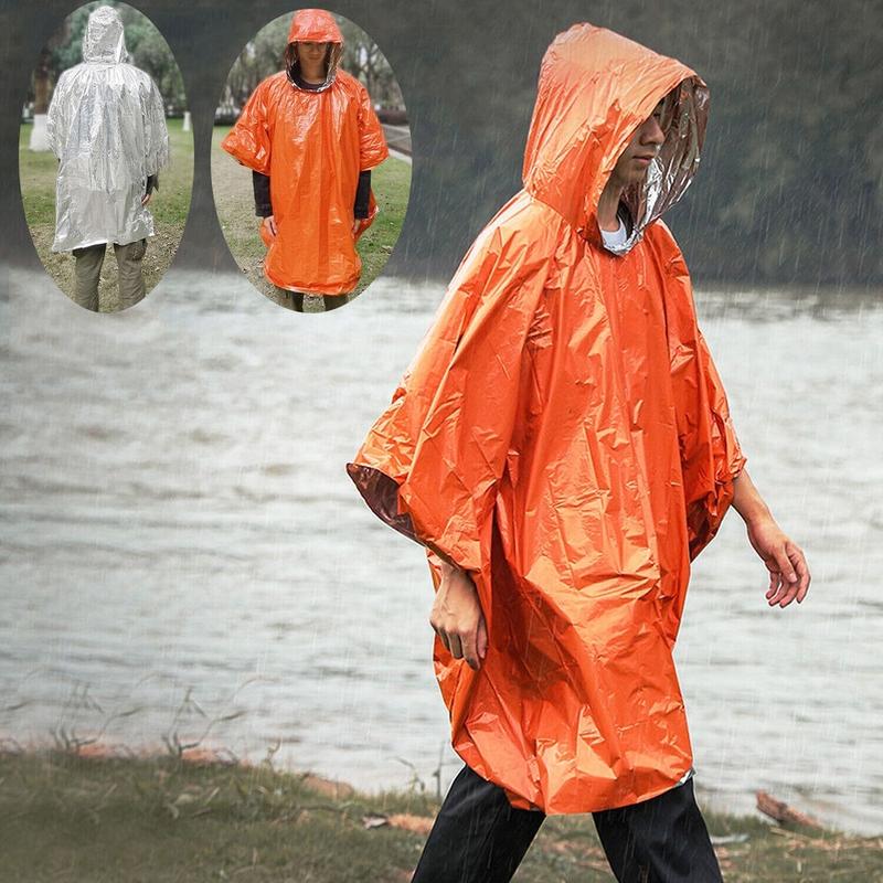 Aluminum Film Emergency Raincoat Cloak New Survival Poncho Reflective ...