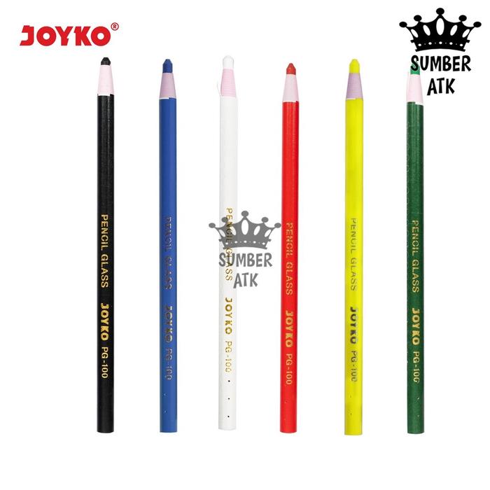 Jual Pencil Glass Pensil Kaca Warna Hitam Joyko PG-100 Hitam Biru Merah ...