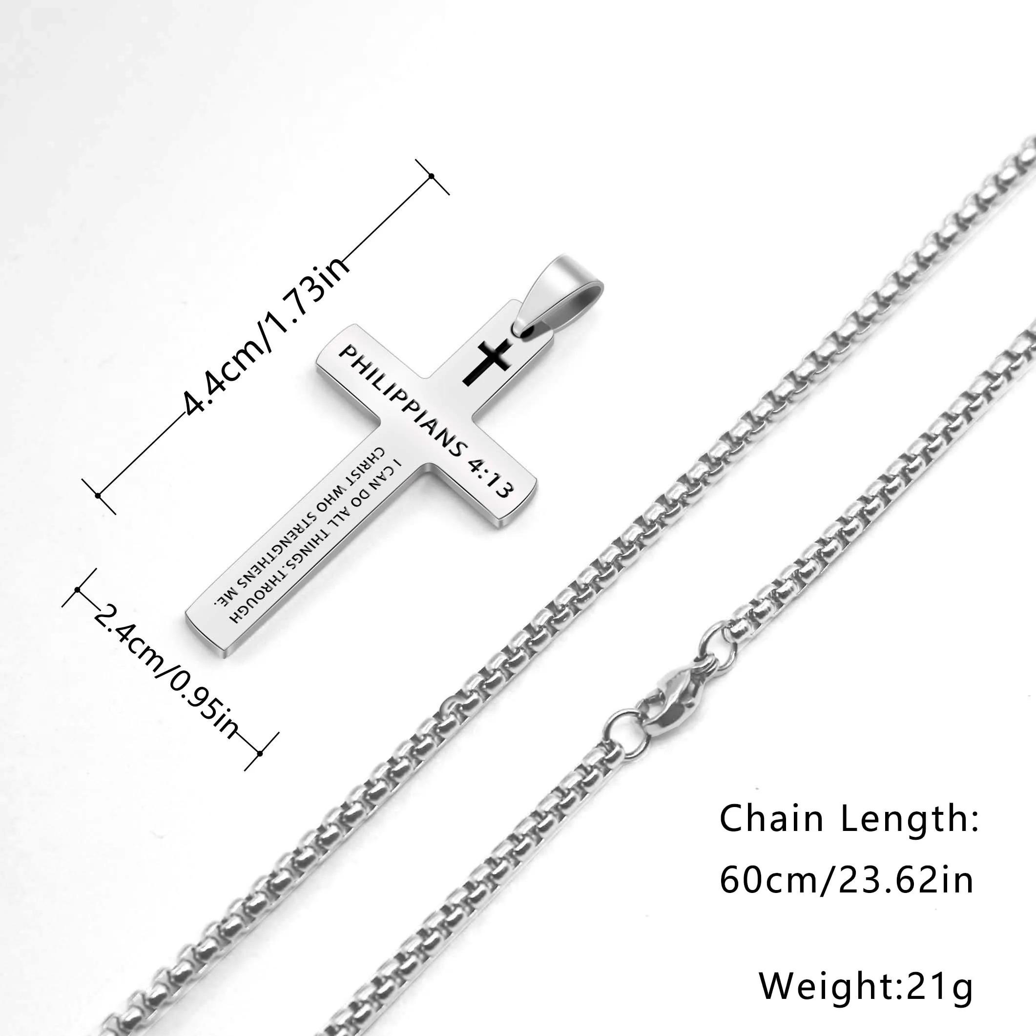 1PC 304L Stainless Steel Bible Verse Necklace for Men Jesus Cross ...