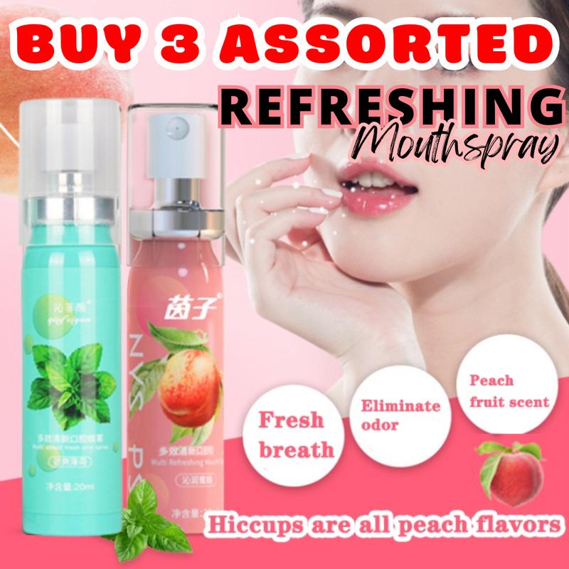 BUY 3 RANDOM Refreshing Mouth Oral Spray Peach Mint Strawberry - TikTok ...