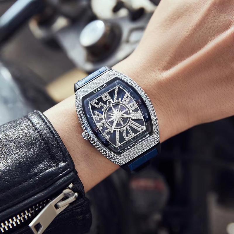 New men's watch flange barrel dial diamond-encrusted baby - TikTok Shop ...