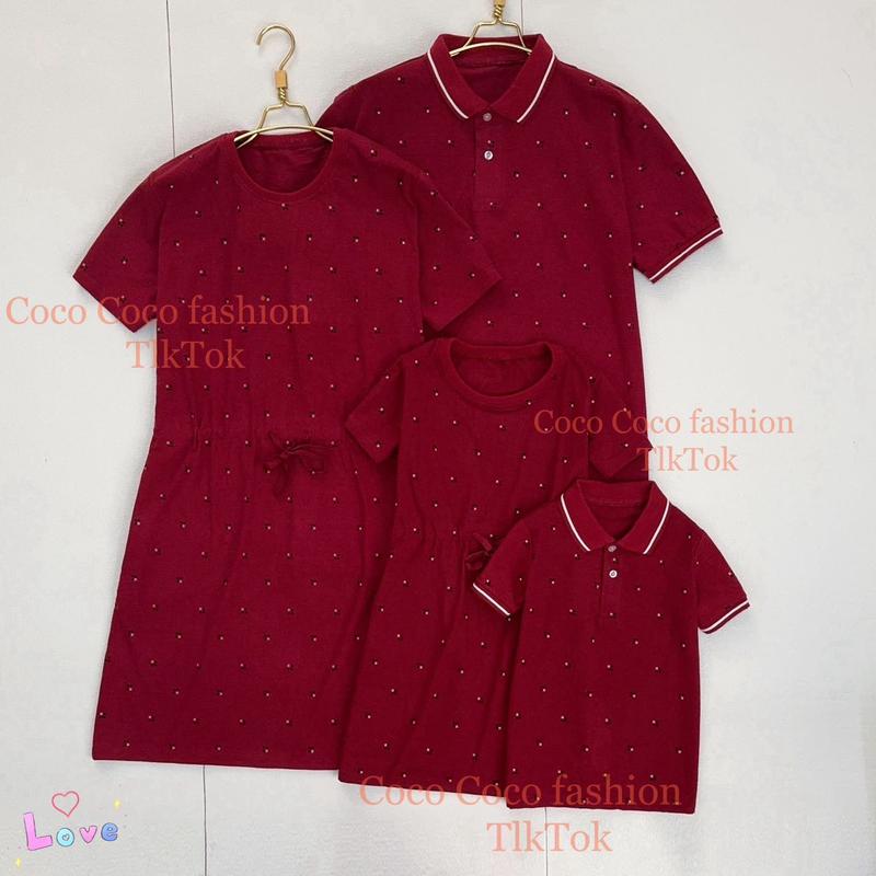 fashion Domino family set polo shirt Dress W/pocket cotton father ...