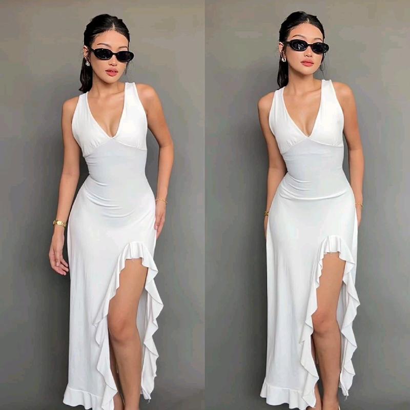 CelestiaCloth | BEA RUFFLE CASUAL SLIT DRESS •Cotton knitted - TikTok ...