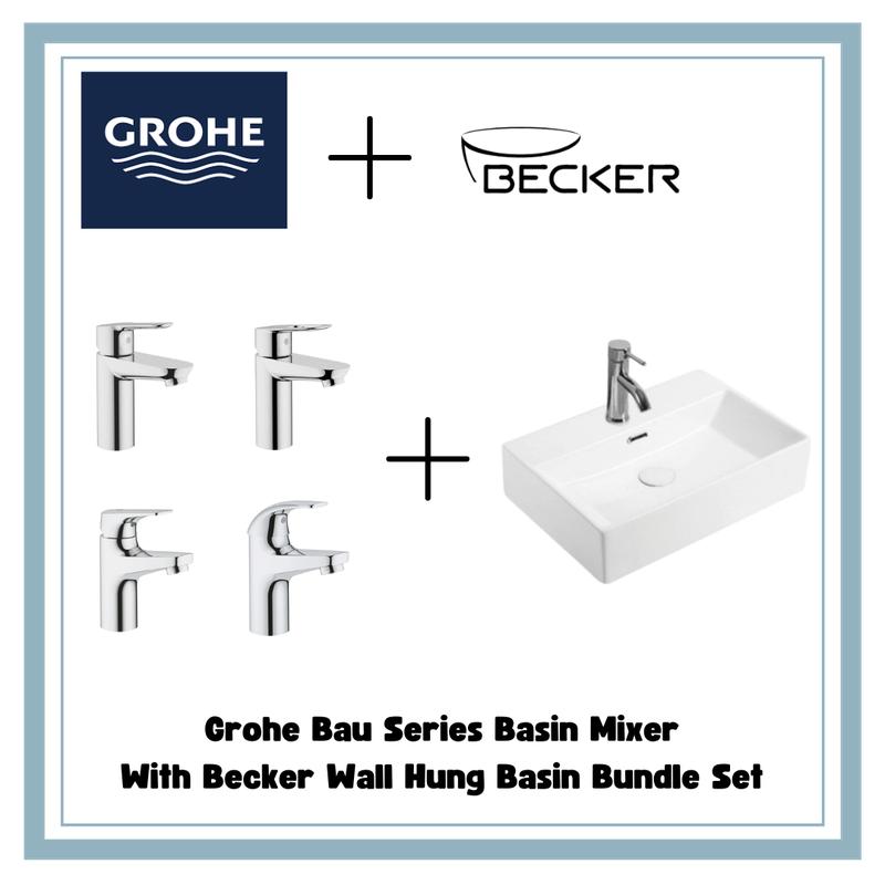 Grohe Bau Series Basin Mixer With Becker Wall Hung Basin Bundle ...