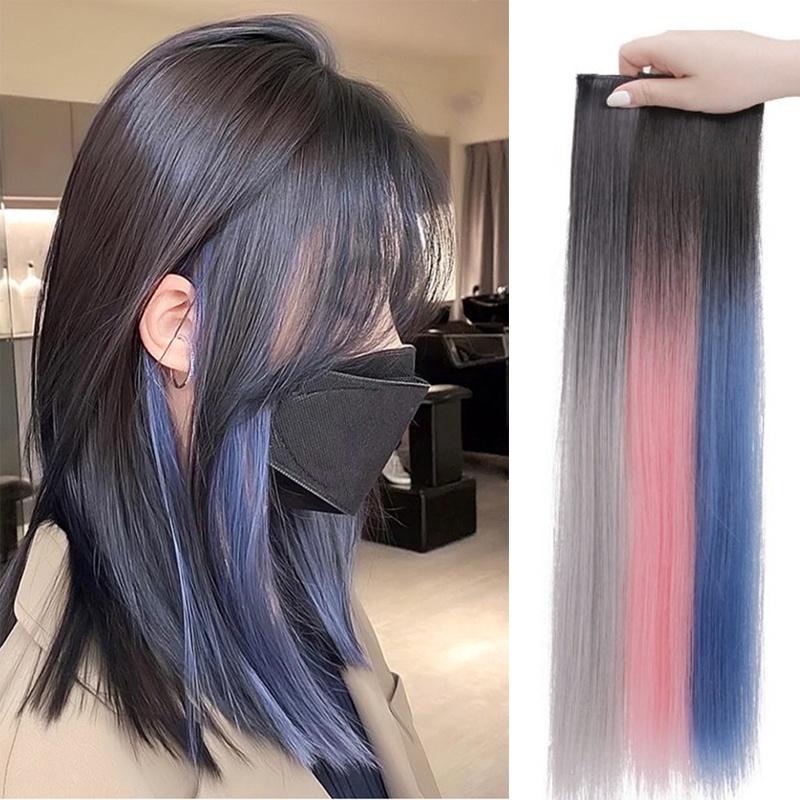 Gradient Color Seamless Highlights Wigs Piece Hip-hop Cool Girls ...