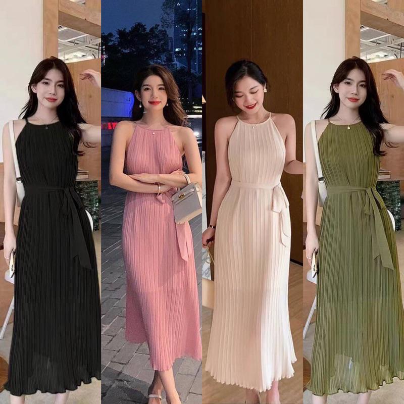 D1386 BENETHA KOREAN STYLE VINTAGE SIMPLE PLISKET MIDI DRESS - Shop ...