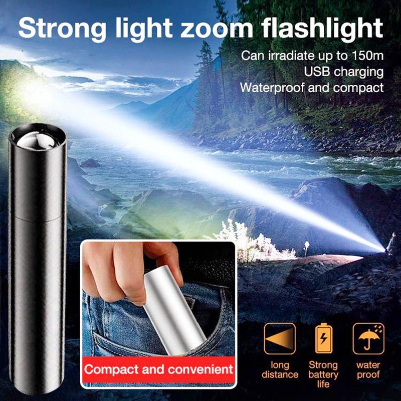 USB Rechargeable Long Range Super Bright Portable Mini LED Flashlight ...
